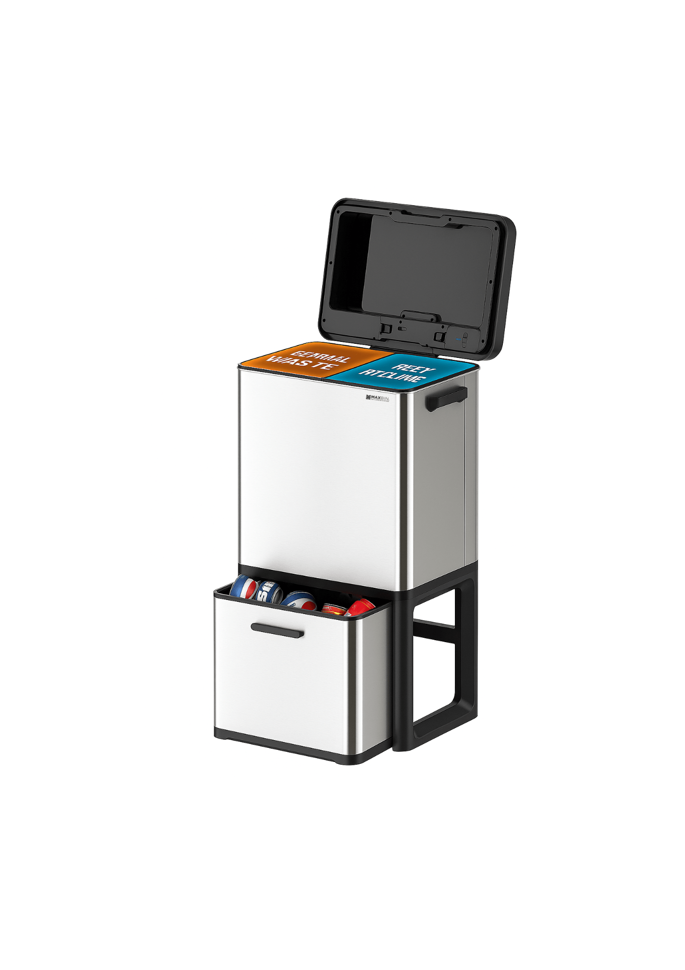 4-Compartment Smart Recycling Bin – Automatic Sensor Trash Can for Kit – MaxBin